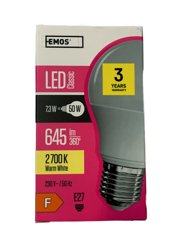 EMOS E27 7.3W 645lm 2700K ZQ5130 | LED E27 | www.fan.cz